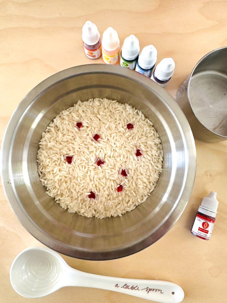 How to Dye Rainbow Rice for a Sensory Bin – Inspired Little Learners