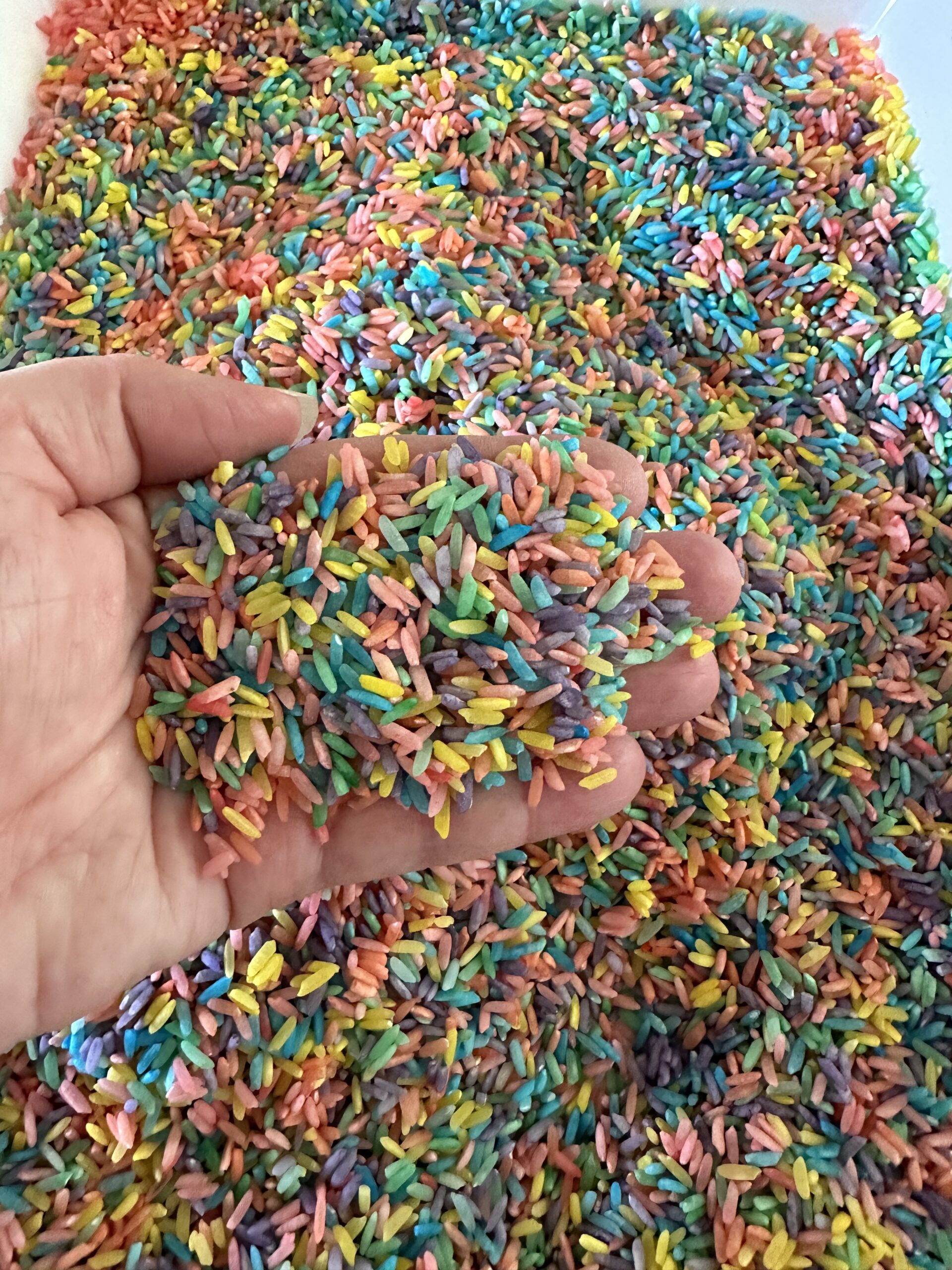 How to Dye Rainbow Rice for a Sensory Bin – Inspired Little Learners