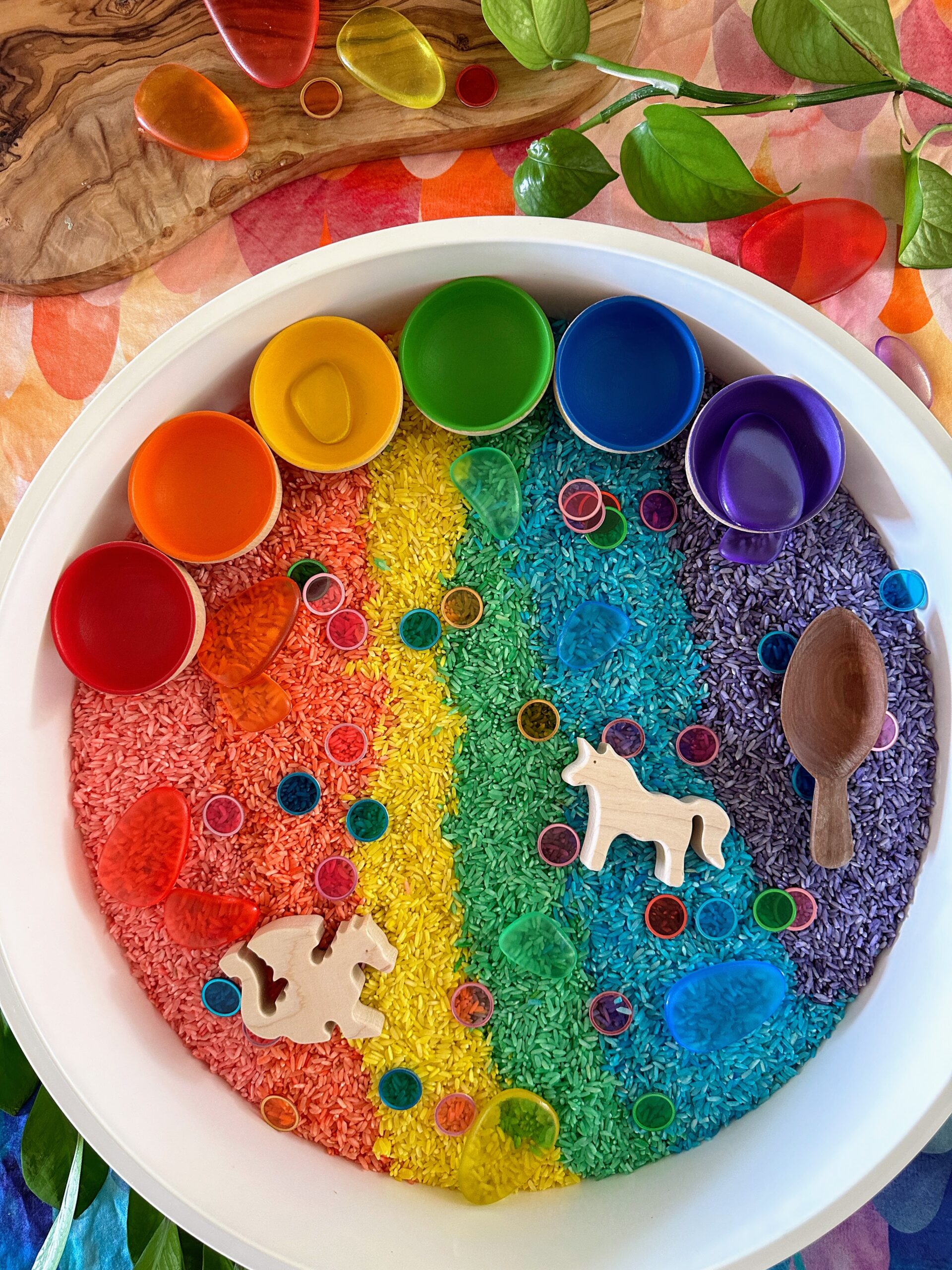 How to Dye Rainbow Rice for a Sensory Bin – Inspired Little Learners