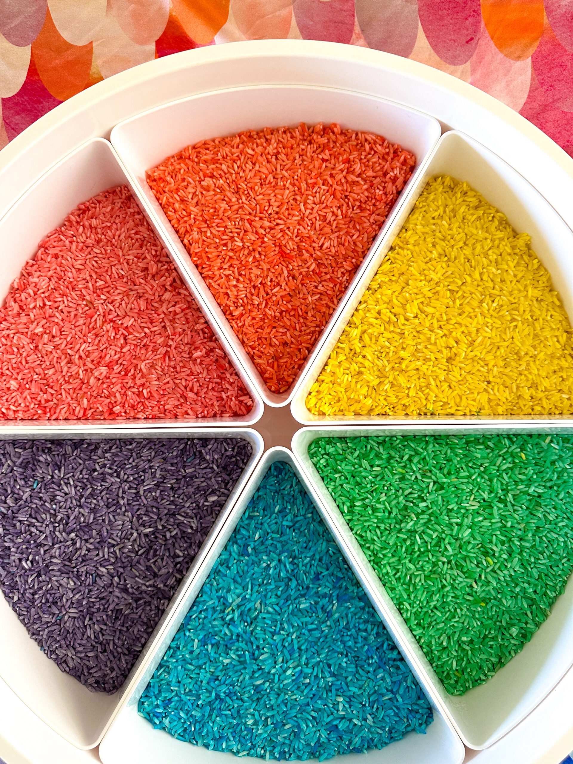 How to Dye Rainbow Rice for a Sensory Bin – Inspired Little Learners